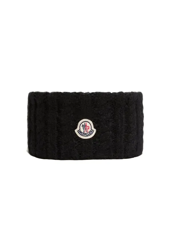 Moncler Cable & Rib Knit Alpaca-wool Beanie Hat With Logo Patch - Nero