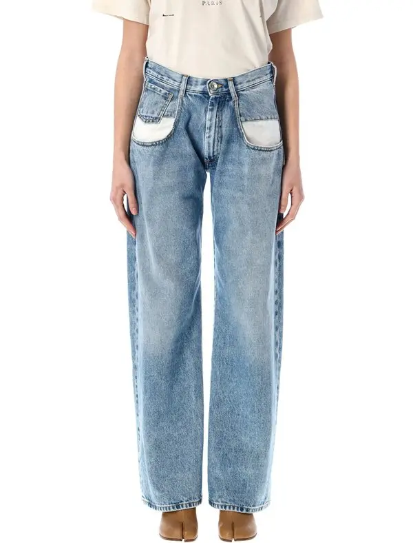 MAISON MARGIELA High-rise Wide-leg Jeans With Patch Pockets - Medium Wash