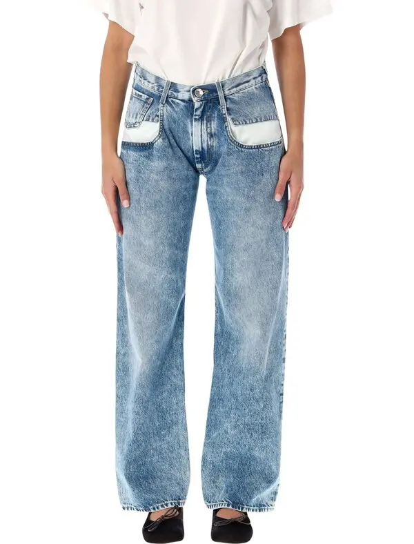 MAISON MARGIELA High-rise Wide-leg Jeans With Patch Pockets - Medium Wash