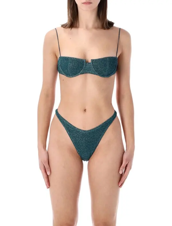 Oseree Lurex Underwire Bikini Set - Peacock