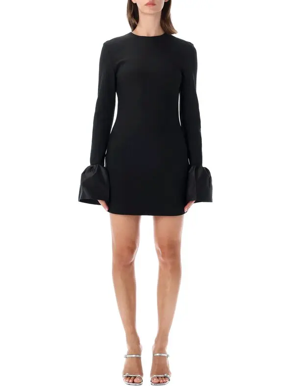 ROTATE BY BIRGER CHRISTENSEN Long Sleeve Mini Dress With Flared Cuffs - Nero