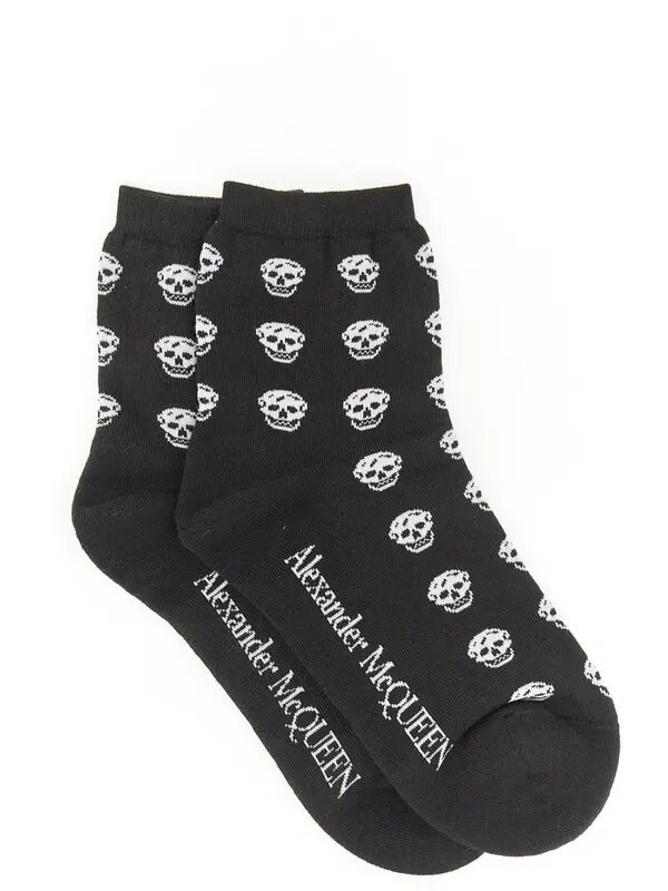 Alexander McQueen Mini Skull Print Short Leggings - Black