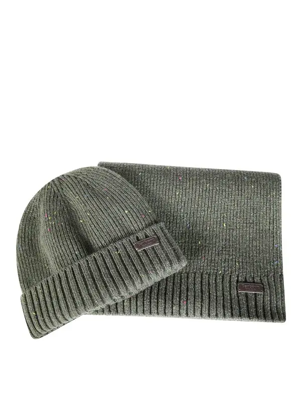 Barbour Fleck Knit Beanie & Scarf Set