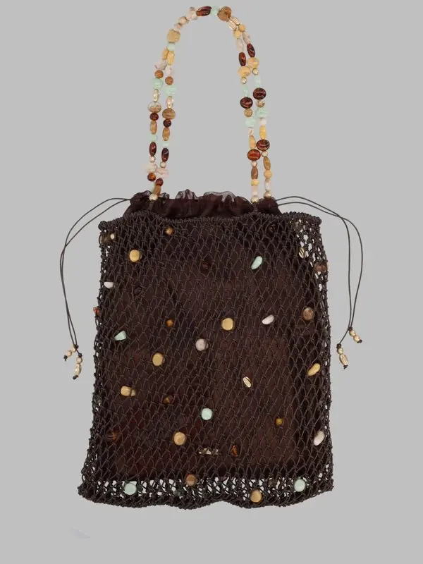 Cult Gaia Beaded Mesh Drawstring Tote Bag - Multicolour