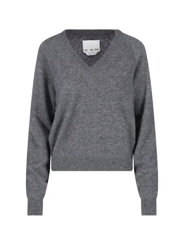 SA SU PHI Modern Minimalist Crewneck Sweater - Grey