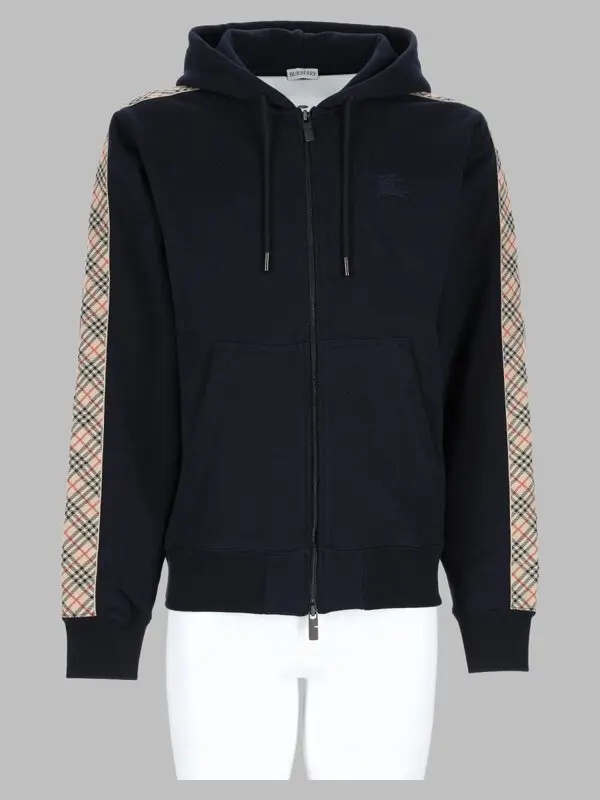 Burberry Check-trim Zip-up Hoodie