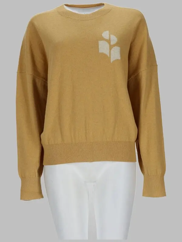 MARANT ETOILE Logo Intarsia Crew Neck Sweater - Beige
