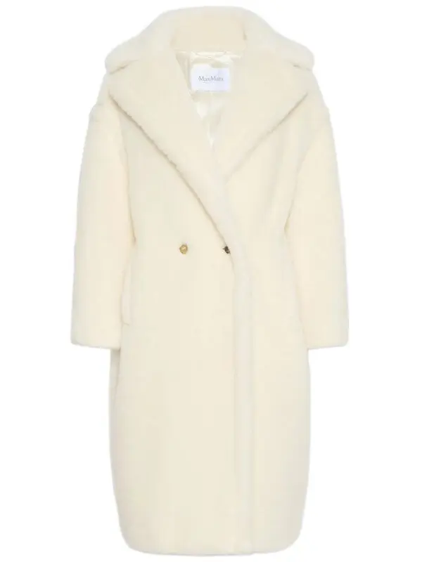 Max Mara Oversized Double-breasted Alpaca-wool Coat With Silk Base - Bianco