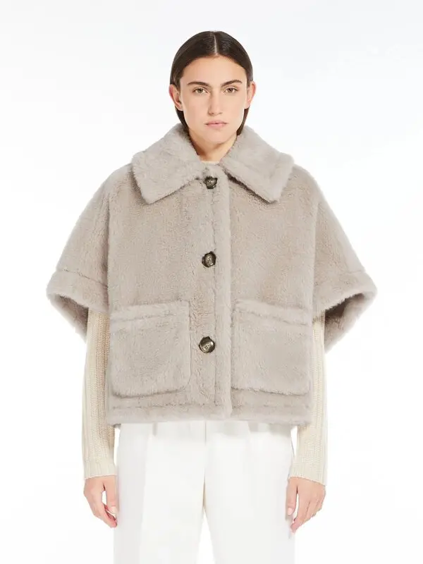 Max Mara Alpaca And Virgin Wool Teddy Mini Cape Jacket