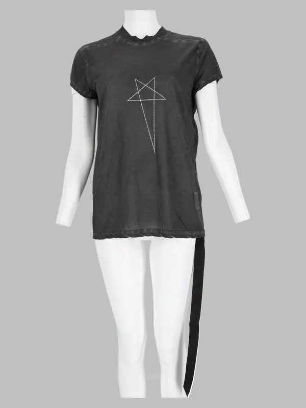 Rick Owens Graphic Cotton T-shirt With Drape Detail