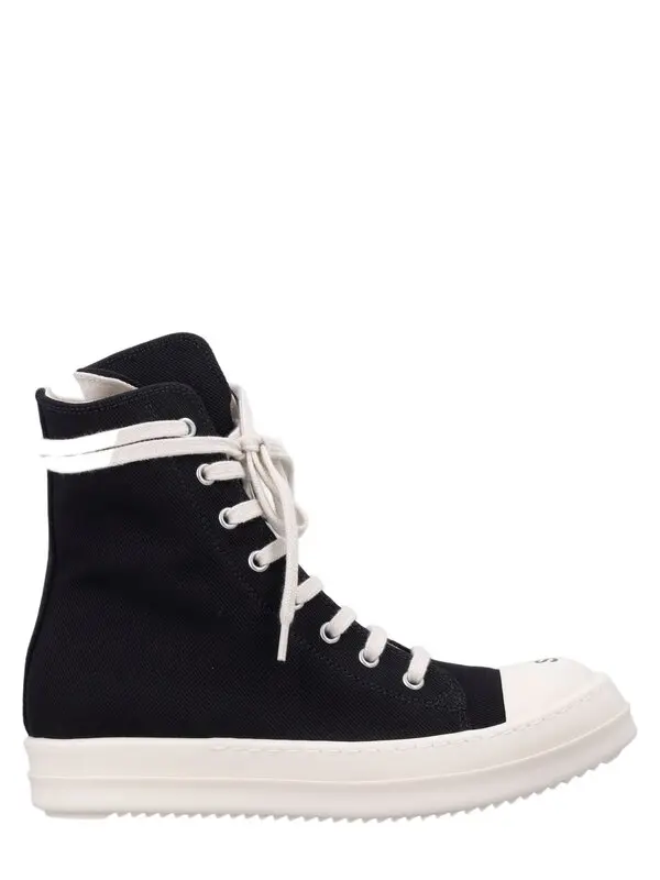 Rick Owens Leather Cap Toe Lace-up Sneakers - Nero