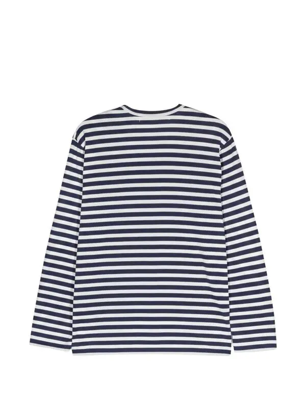 Play Comme Des Garcon Striped Cotton T-shirt - Blue