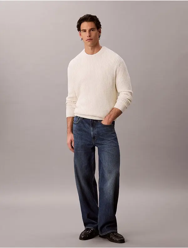Calvin Klein Cotton Tuck Stitch Sweater - Tofu