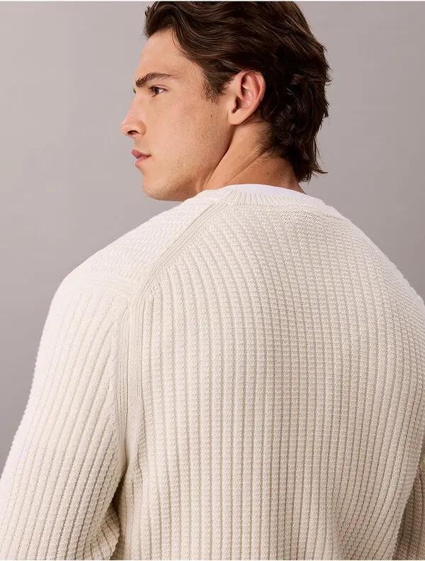 Calvin Klein Cotton Tuck Stitch Sweater - Tofu