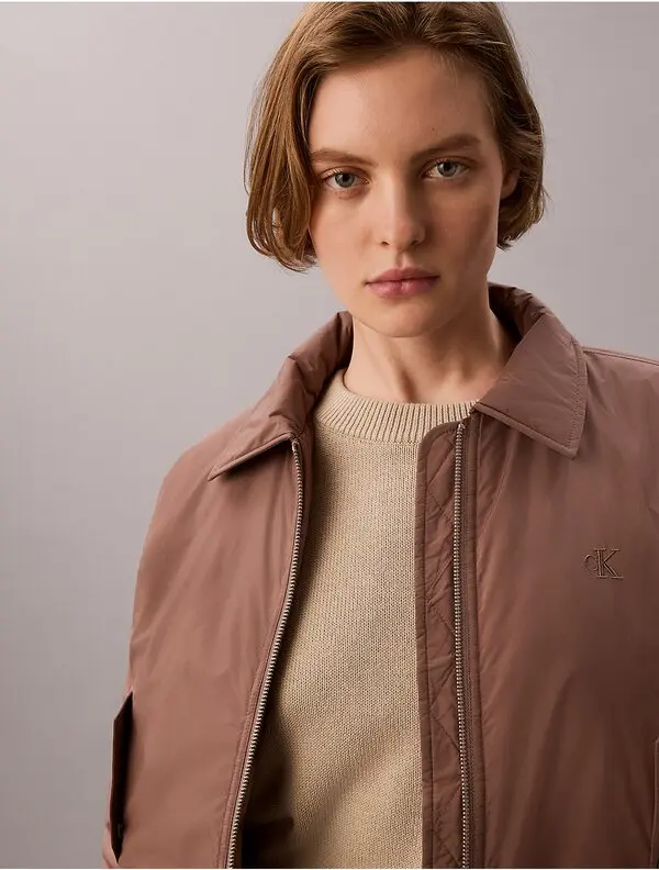 Calvin Klein Padded Nylon Bomber Jacket - Sugar Almond