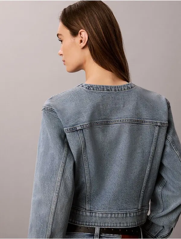 Calvin Klein Collarless Cropped Trucker Jacket