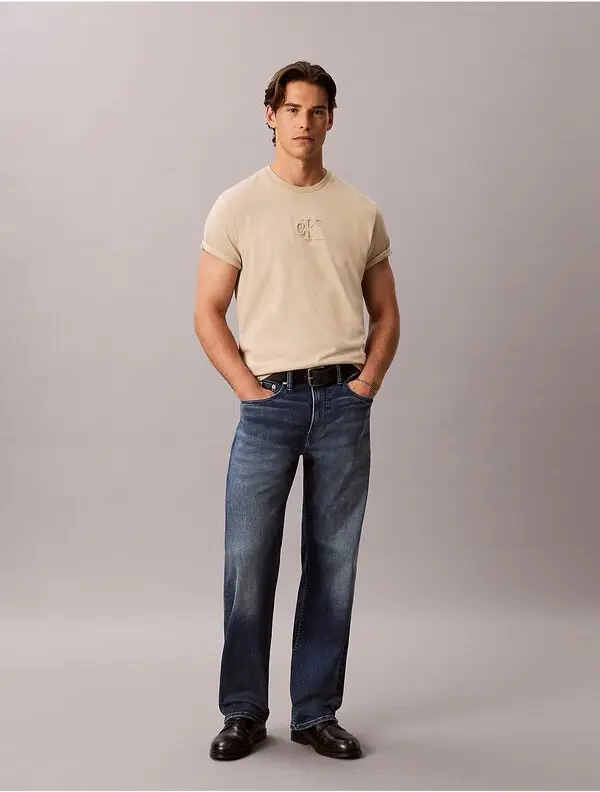 Calvin Klein Embossed Monogram Logo Tee - White Pepper
