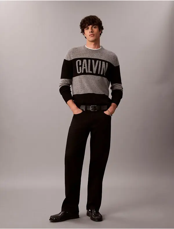 Calvin Klein Merino Striped Calvin Logo Sweater