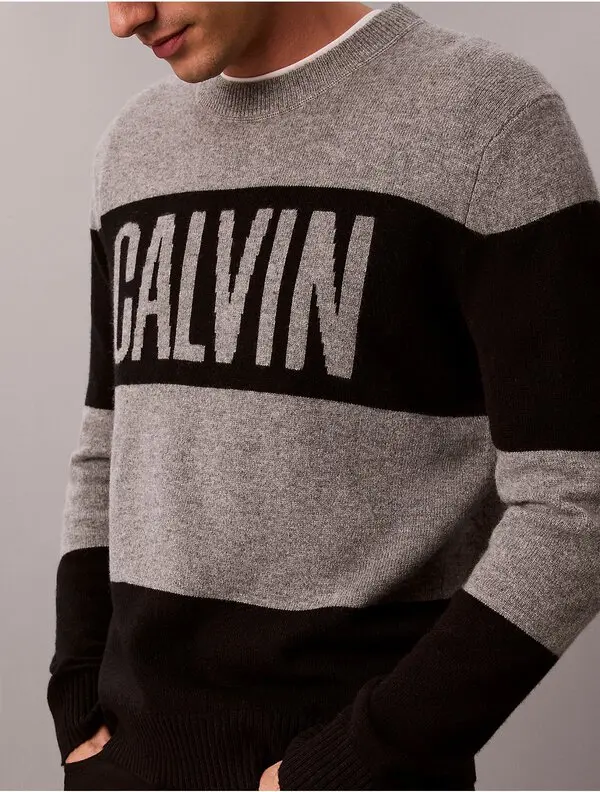 Calvin Klein Merino Striped Calvin Logo Sweater