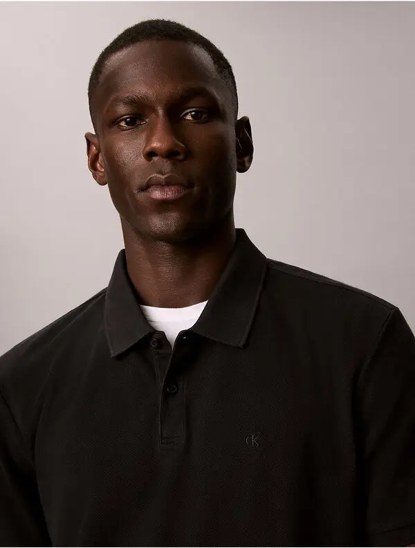 Calvin Klein Pique Garment-dyed Polo Shirt - Black
