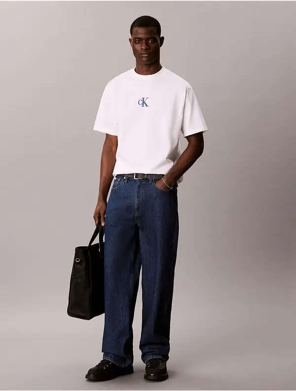 Calvin Klein Monogram Logo Overlay Tee - Bright White