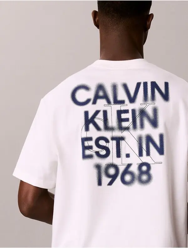 Calvin Klein Monogram Logo Overlay Tee - Bright White