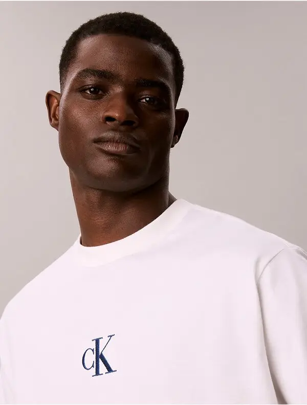 Calvin Klein Monogram Logo Overlay Tee - Bright White