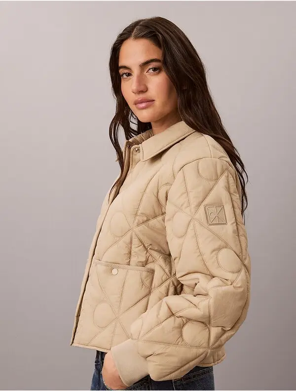 Calvin Klein Emblem Logo Nylon Quilted Liner Jacket - Crockery