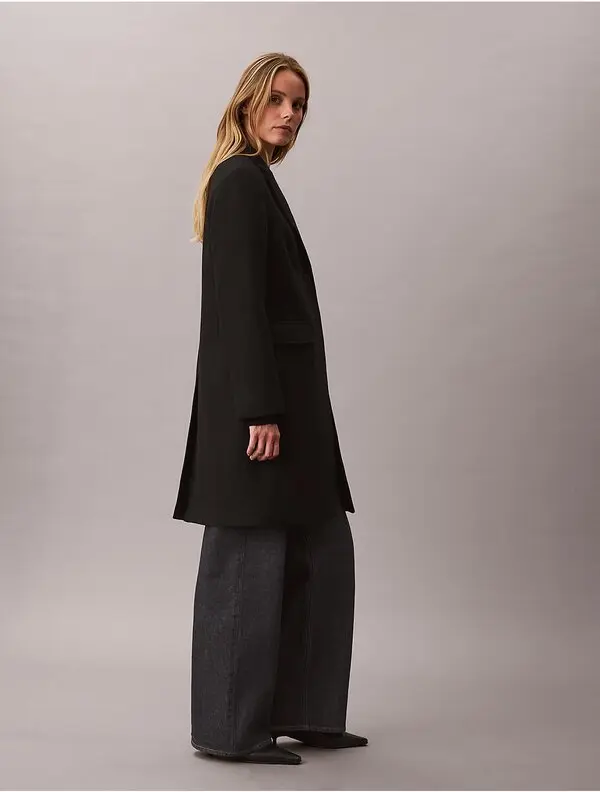 Calvin Klein Tailored Wool Blend Single Breasted Coat