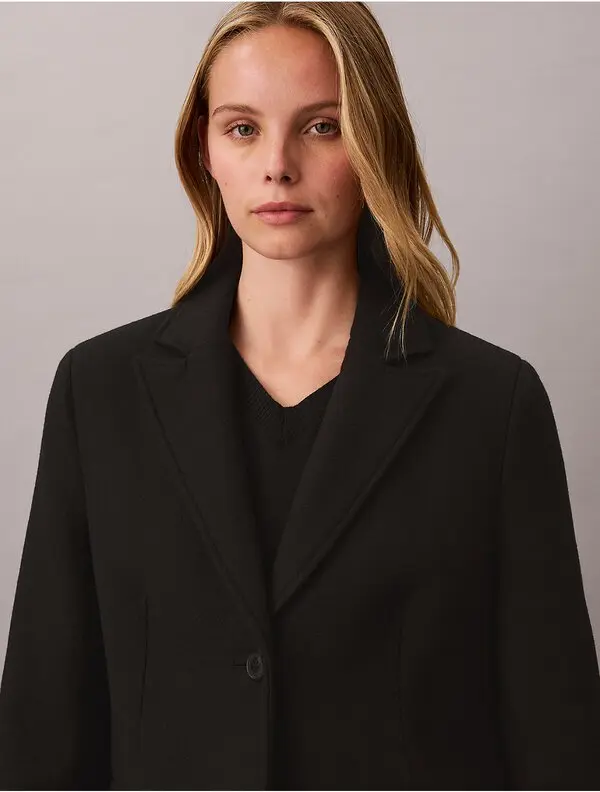Calvin Klein Tailored Wool Blend Single Breasted Coat