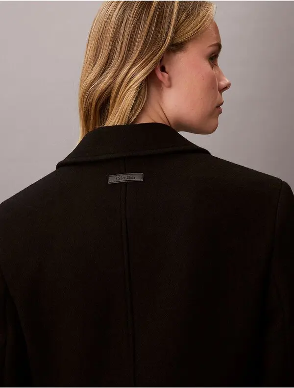 Calvin Klein Tailored Wool Blend Single Breasted Coat