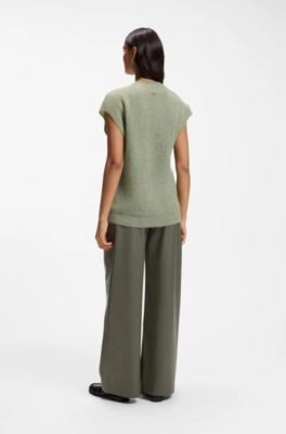 BOSS V-neck Top In A Knit Alpaca Blend