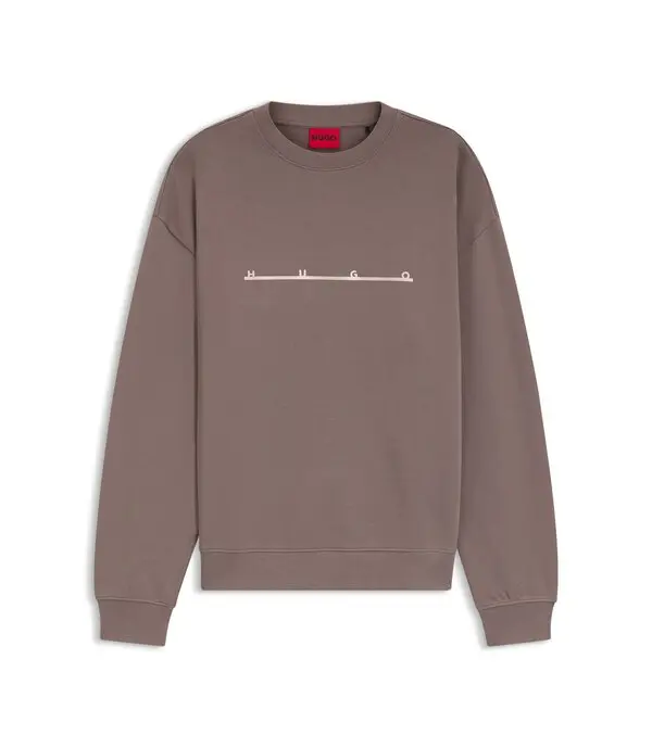 Hugo Cotton Sweatshirt With Spaced Logo Print