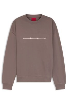 Hugo Cotton Sweatshirt With Spaced Logo Print