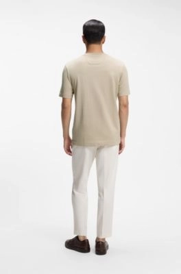 BOSS Windowpane-check T-shirt In A Cotton-and-silk Blend
