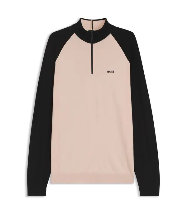 BOSS Color-blocked Quarter-zip Sweater