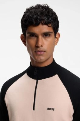 BOSS Color-blocked Quarter-zip Sweater