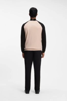 BOSS Color-blocked Quarter-zip Sweater