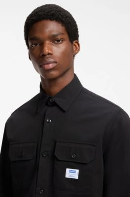 Hugo Oversized-fit Cotton Shirt With Chest Flap Pockets