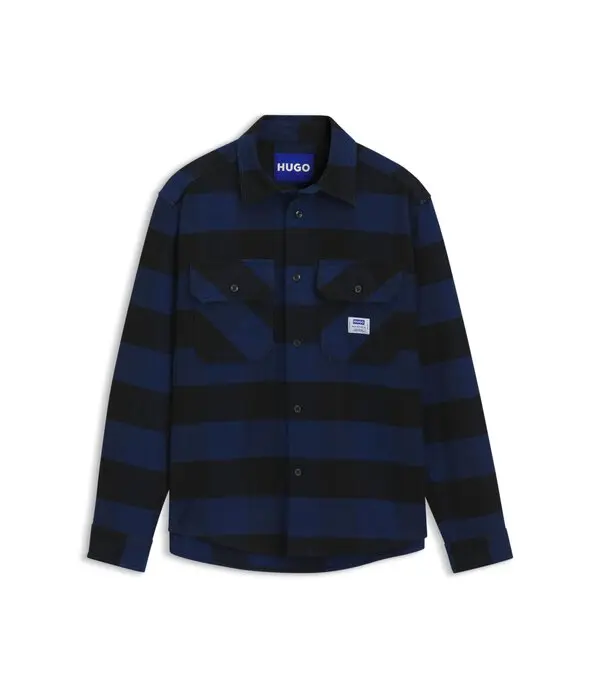 Hugo Oversized-fit Shirt In Buffalo-check Cotton Flannel
