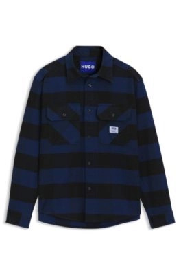 Hugo Oversized-fit Shirt In Buffalo-check Cotton Flannel