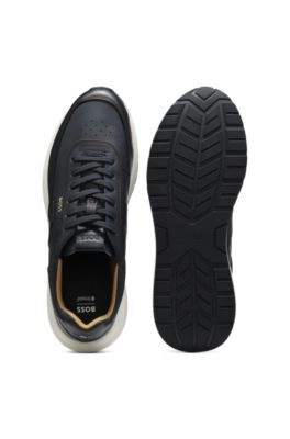 BOSS Brushed Leather Sneakers With Eva-rubber Sole