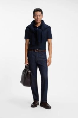 BOSS Knit Polo Shirt In Two-tone Cotton