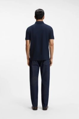 BOSS Knit Polo Shirt In Two-tone Cotton