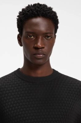 Hugo Textured Cotton Sweater With Tonal Logo