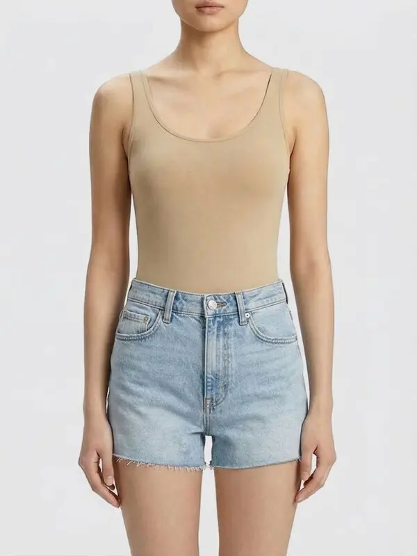 Wolford Sleeveless Jamaika Body Top In Stretch Cotton Blend Slim Fit - Hazel