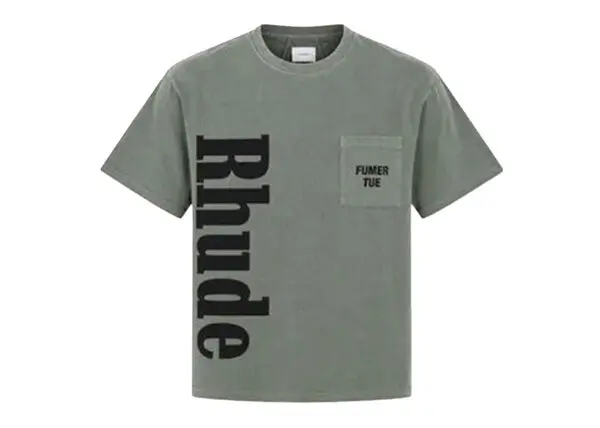 Rhude Logo Pocket Tee Shirt - Olive