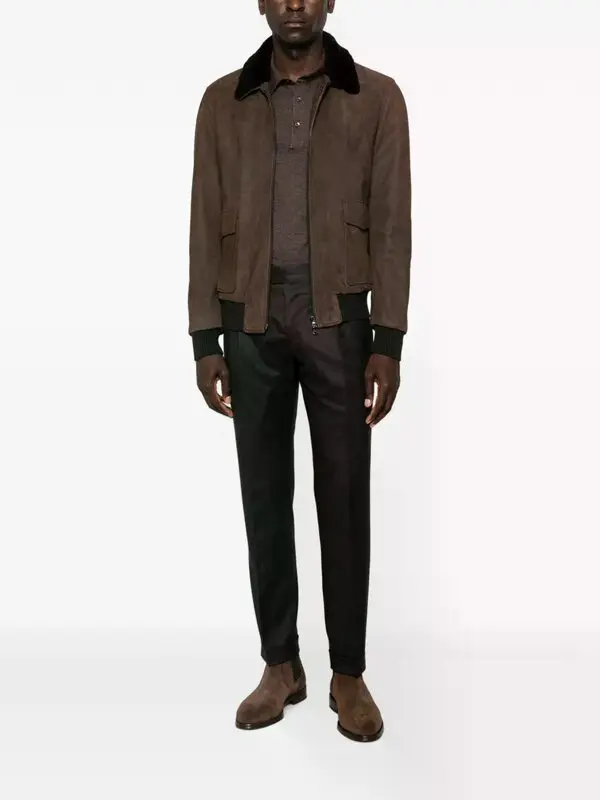 BARBA NAPOLI Boston Shearling-collar Suede Jacket
