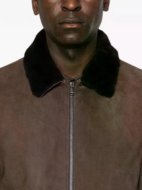 BARBA NAPOLI Boston Shearling-collar Suede Jacket