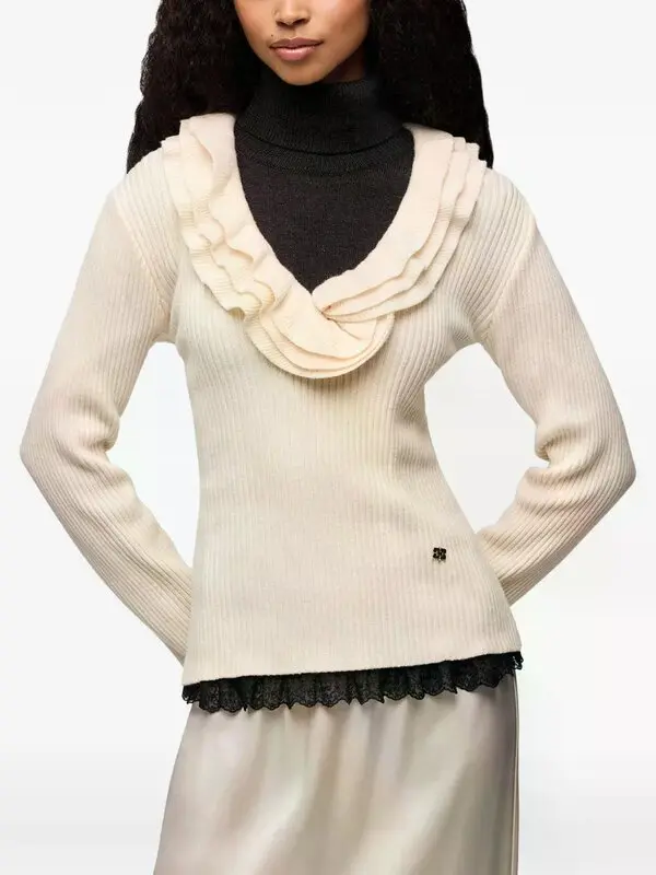 GANNI Top In Ribbed Merino